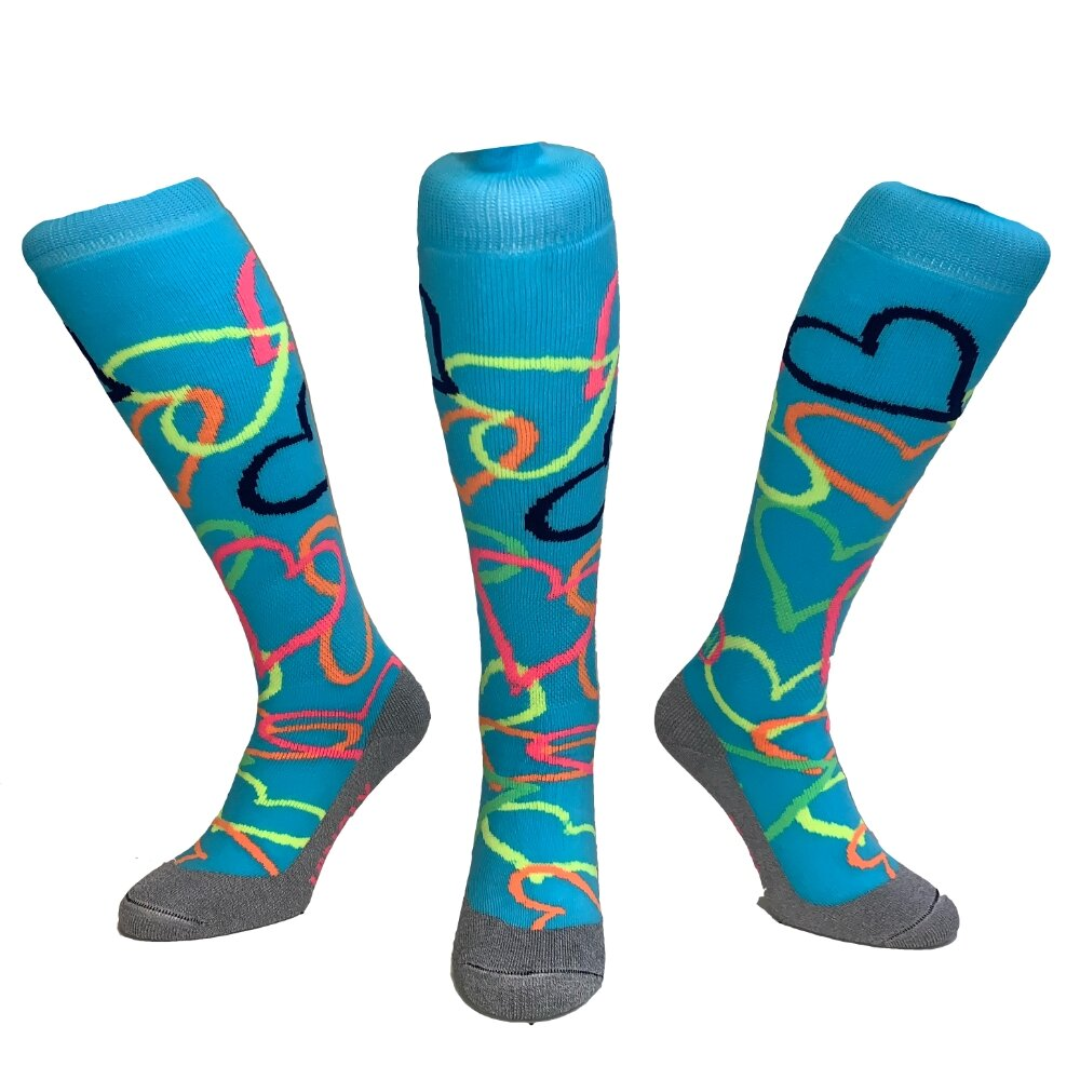 Hingly Socks Multi Hearts Blue | Hingly Socks | Total-Hockey